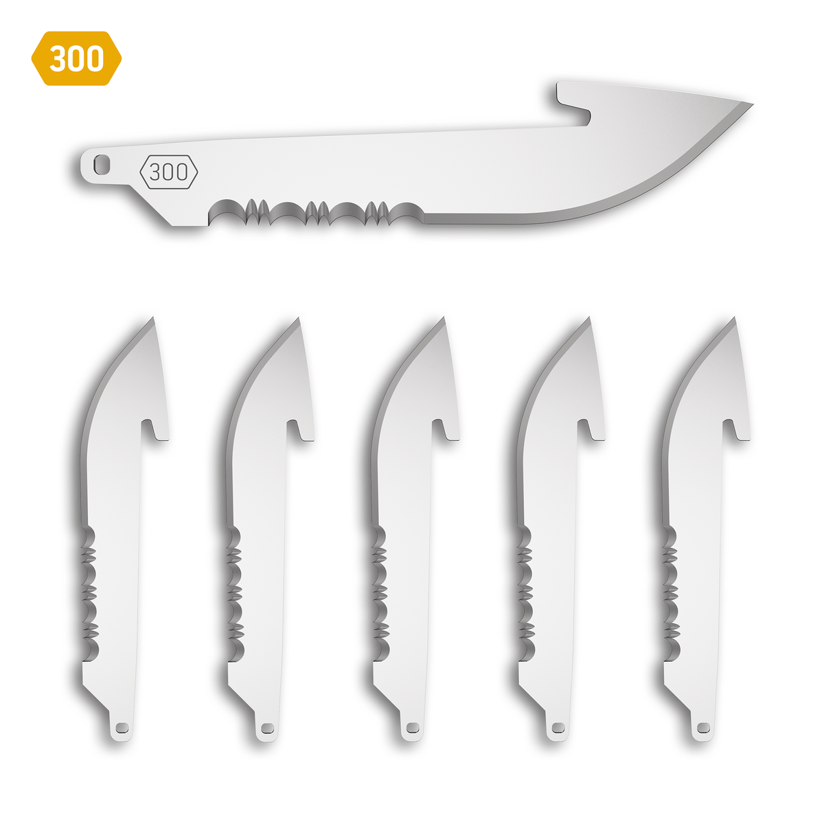 3.0" 50% SERRATED DROP POINT BLADES | 6-PACK