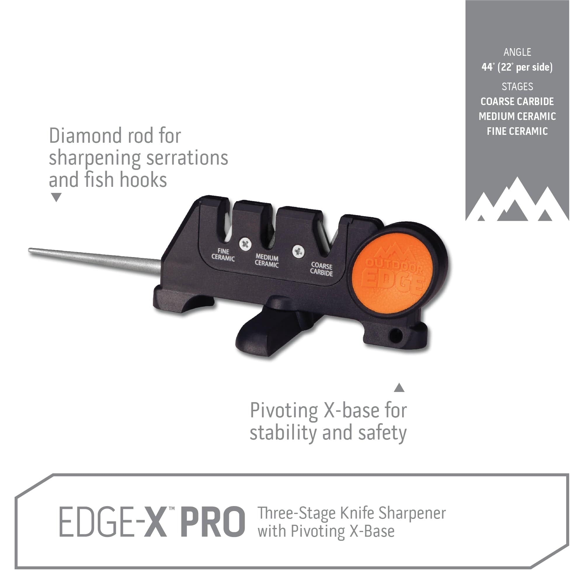 Edge-X Pro Sharpener | Three-Stage Sharpener | Outdoor Edge