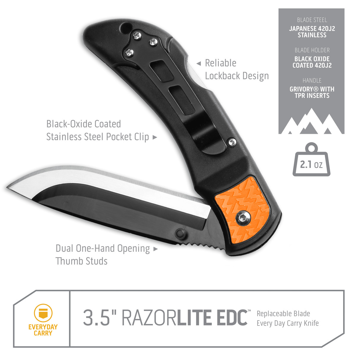 RazorLite EDC | Replaceable Blade EDC Knife | Outdoor Edge