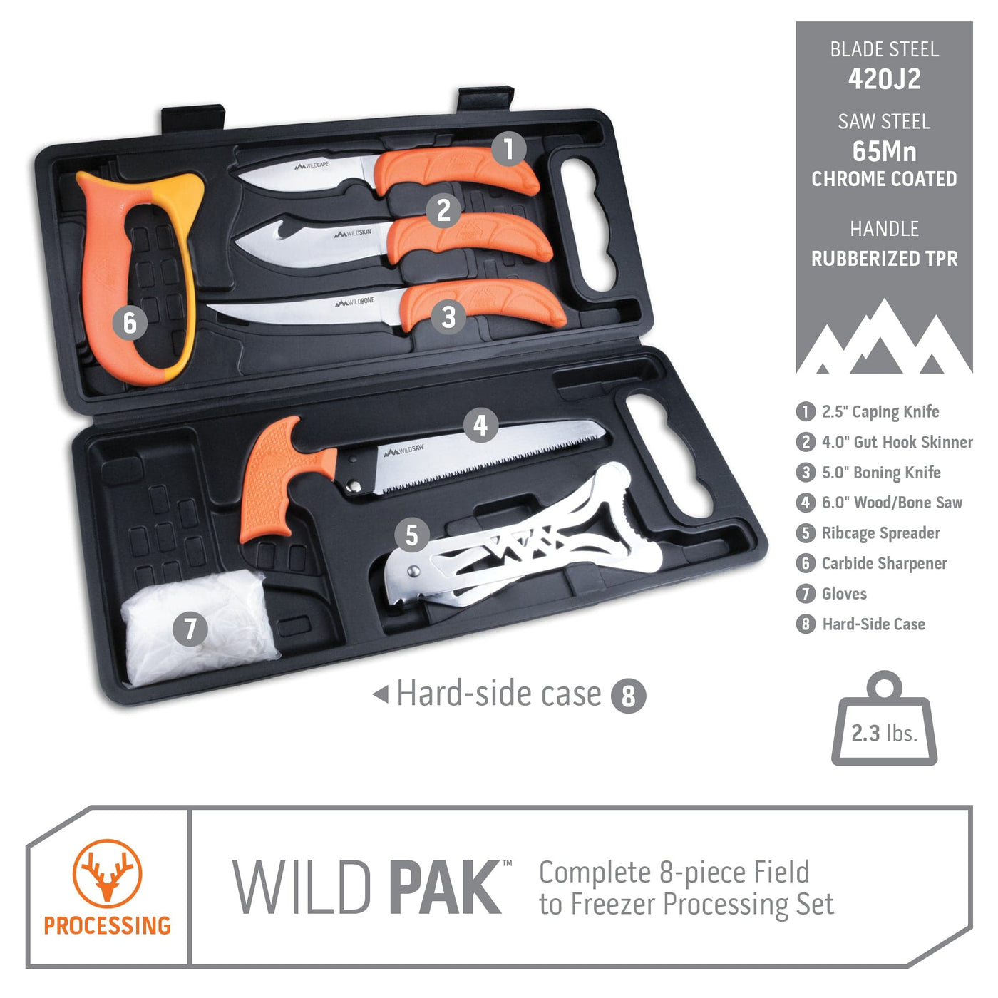 Wild Pak | 8-Piece Field and Home Processing Kit | Outdoor Edge